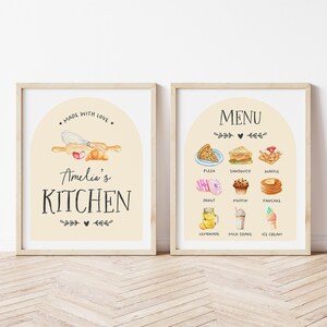 Set of 2 Custom Play Kitchen Sign, Watercolor Toy Kitchen Menu ...
