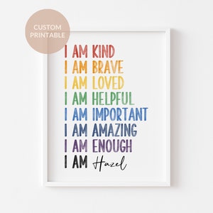 Custom Kids Affirmation Wall Art, Custom Name Print, Affirmation for ...