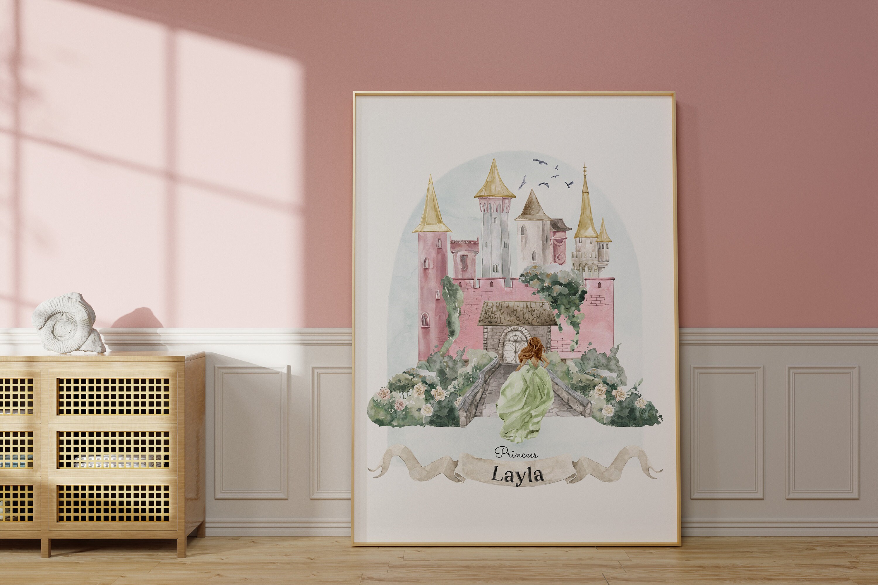 Custom Princess Castle Name Sign, Brown Hair Princess, Personalized ...