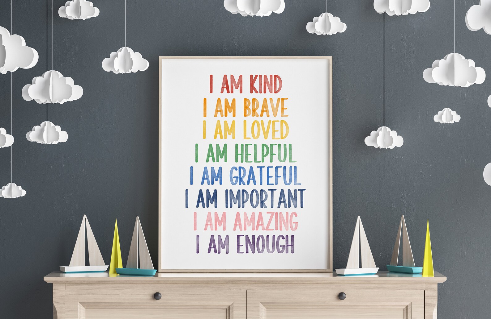 Kids Affirmation Wall Art Affirmation for Kids Rainbow | Etsy