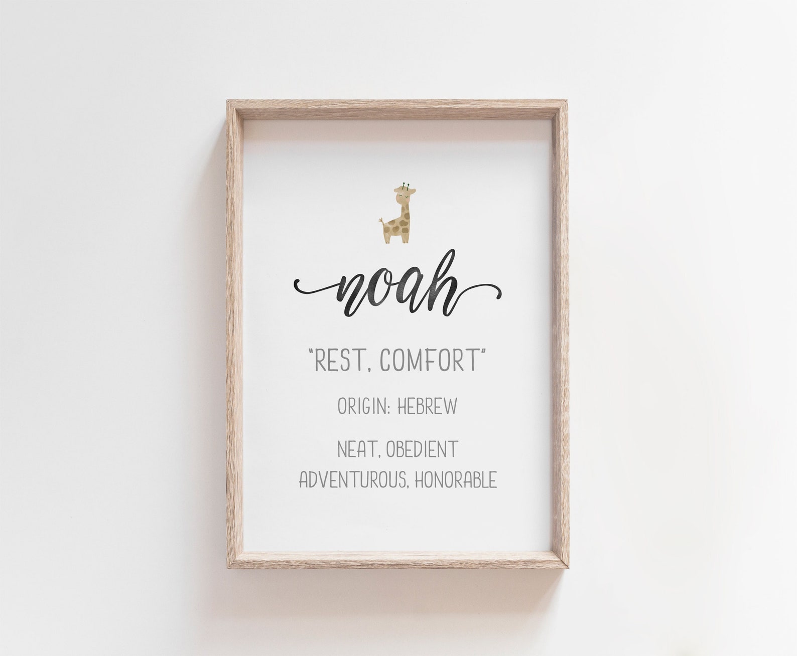 Noah Name Meaning Print: Giraffe Nursery Decor (digital Download) - Etsy