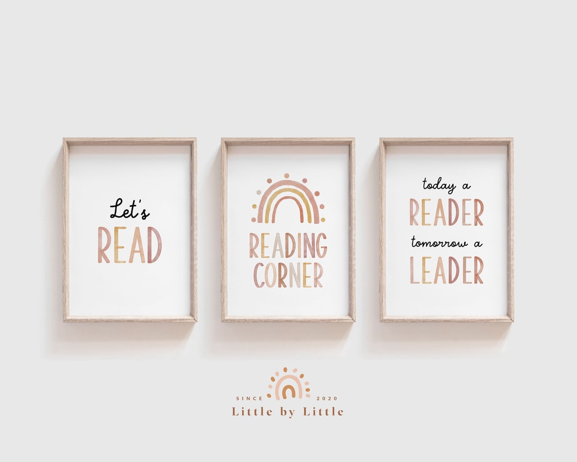 Boho Reading Corner Sign Let's Read Today a Reader - Etsy