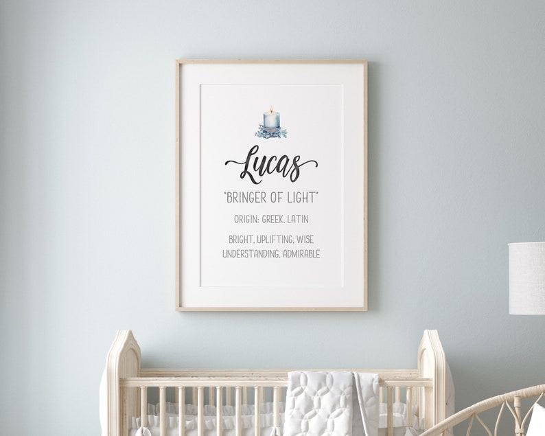 Lucas Name Meaning Print: Watercolor Nursery Decor (digital Download ...