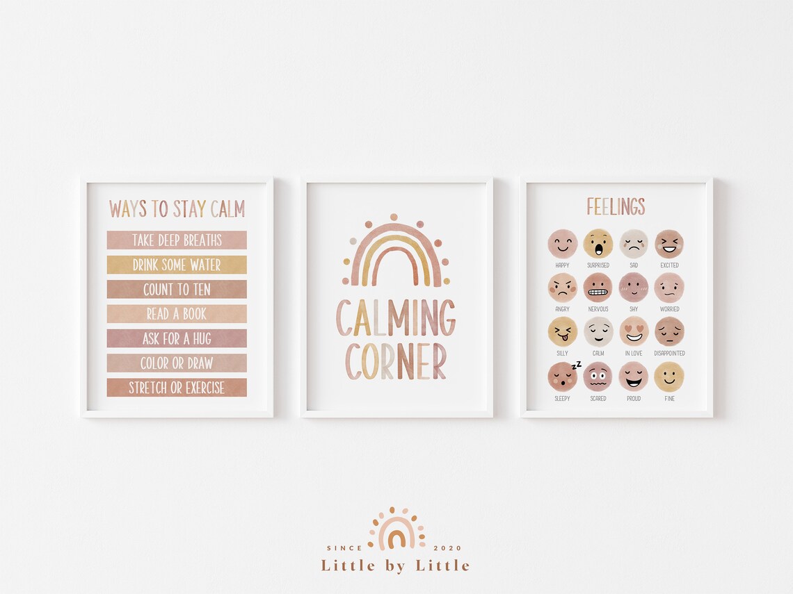 Boho Watercolor Calming Corner Signs Set of 3 Calming - Etsy