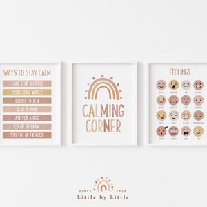 Boho Watercolor Calming Corner Signs, Set of 3, Calming Techniques ...