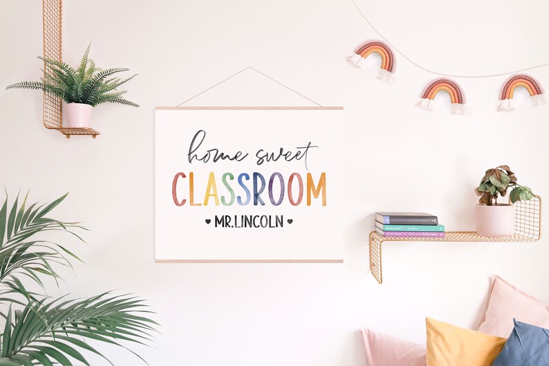 Home Sweet Classroom Sign With Teacher Name, Custom Classroom Print ...