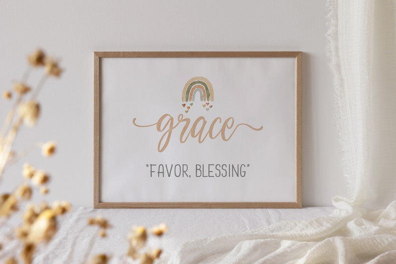 Grace Name Meaning Print Watercolor Name Print Baby Shower - Etsy