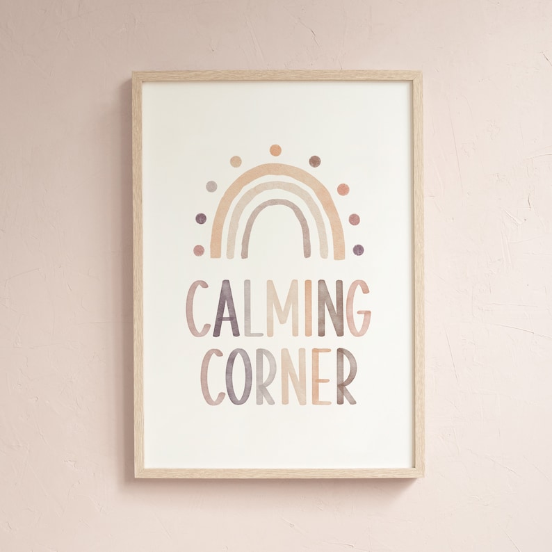 Calming Corner Poster Calm Corner Sign Neutral Watercolor - Etsy
