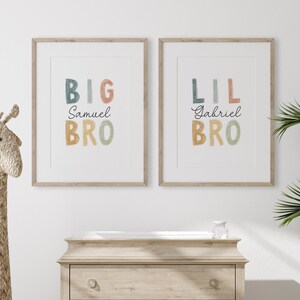 Set of 2 Custom Brother Name Sign, BIG Bro LIL Bro, Boys Room Decor ...