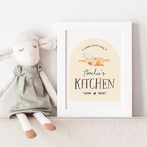 Custom Watercolor Play Kitchen Sign, Personalized Gift for Little Girl ...