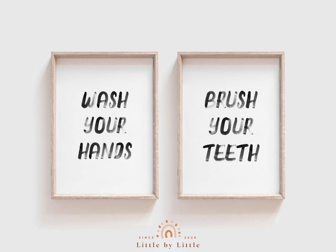 SET of 2 Bathroom Prints, Bathroom Rules, Bathroom Wall Art, Toilet ...