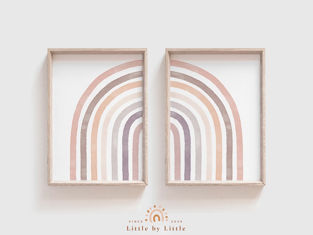 Neutral Watercolor Rainbow Print Set: Boho Nursery Decor (digital ...