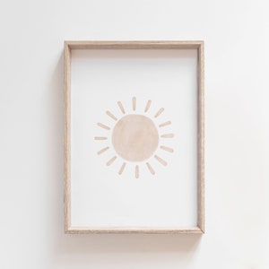 SET of 3 Posters, Neutral Sun Rainbow Cloud Print, Watercolor Weather ...