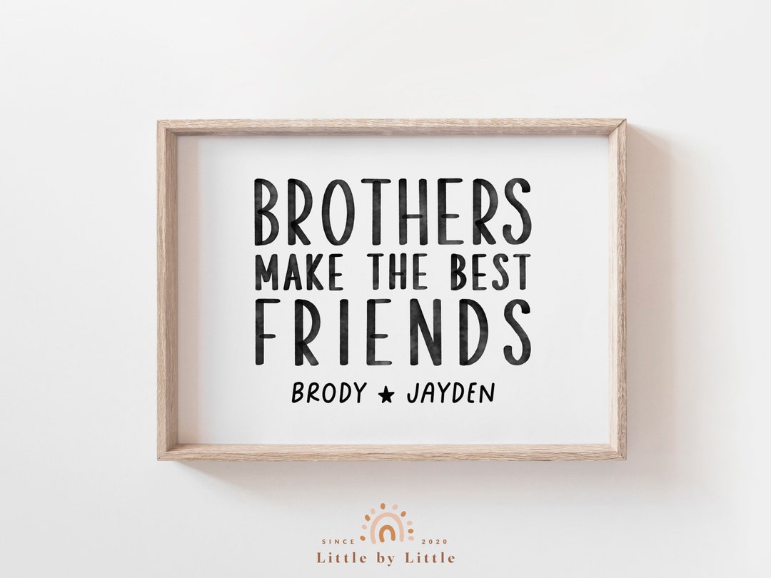 Black Watercolor Custom Brother Quote Print, Custom Name, Boy Room ...