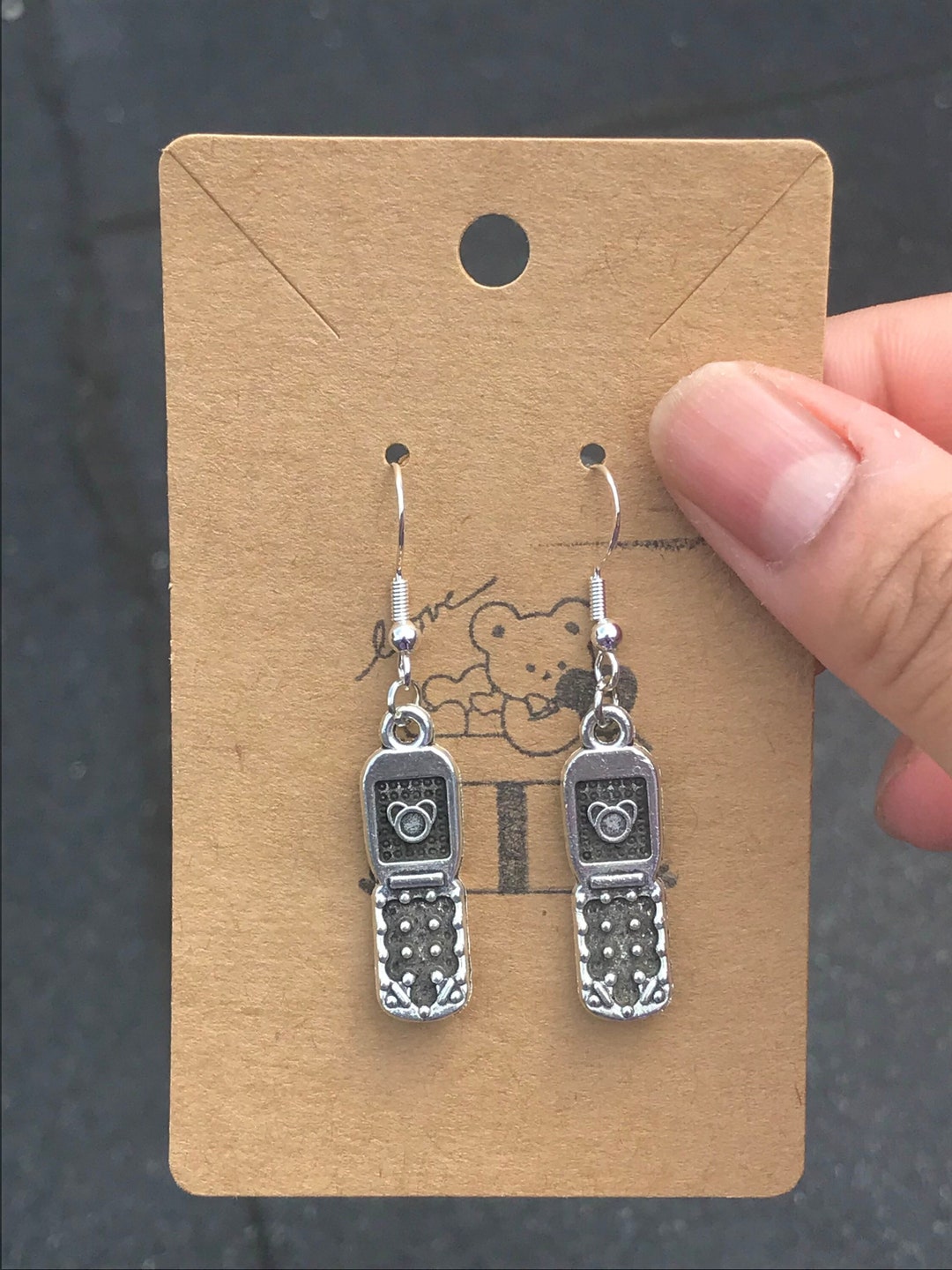 Silver Flip Phone Y2k Drop Earrings - Etsy