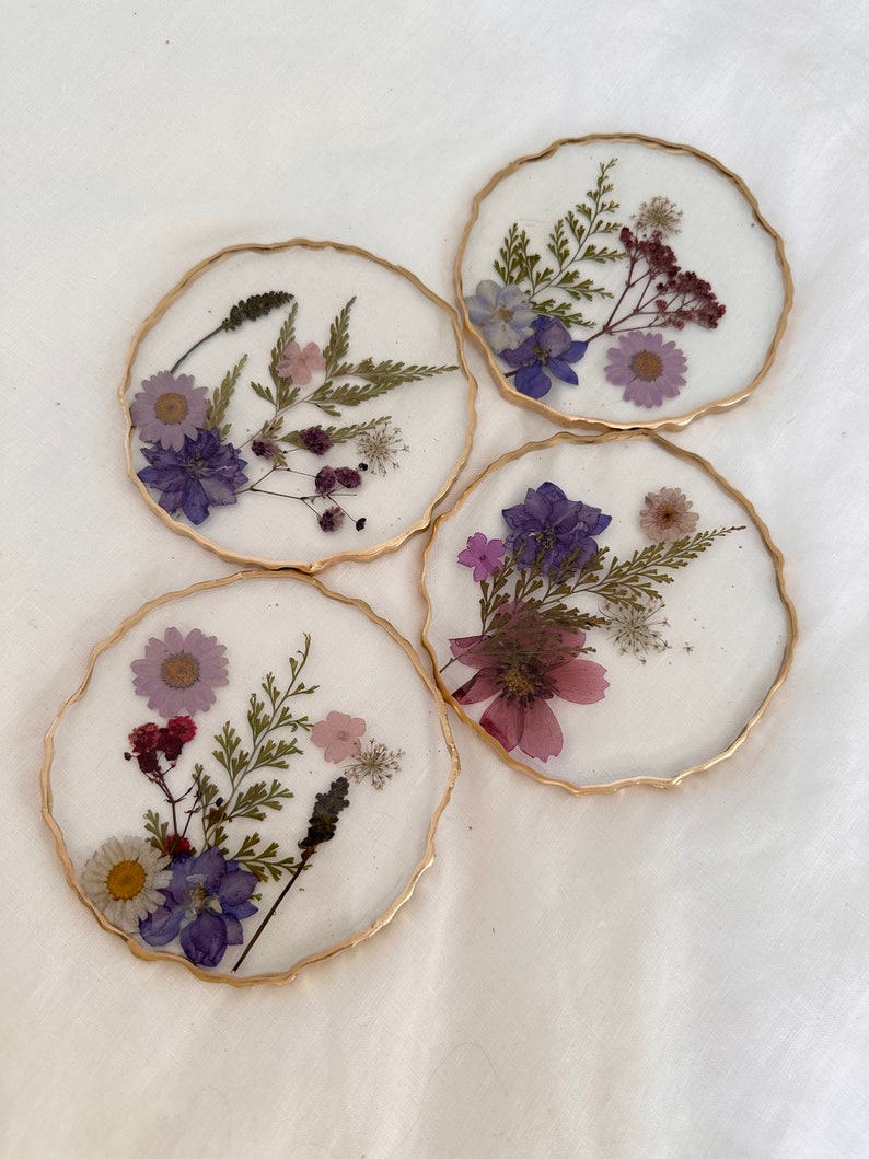 Purple Floral Coasters - Etsy