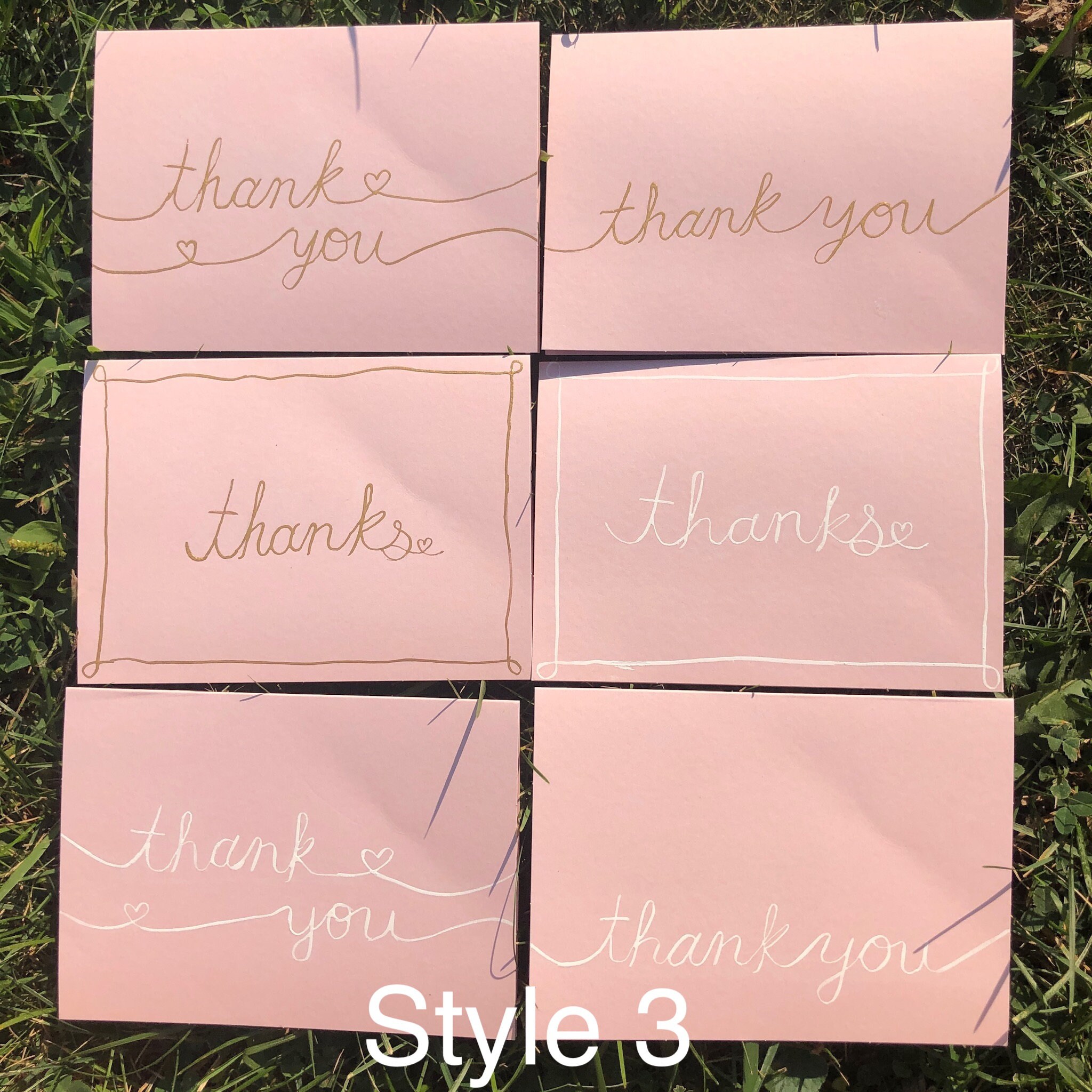 Thank You Notes Handmade / Gold Hand Calligraphy Thank You Note / Kraft ...