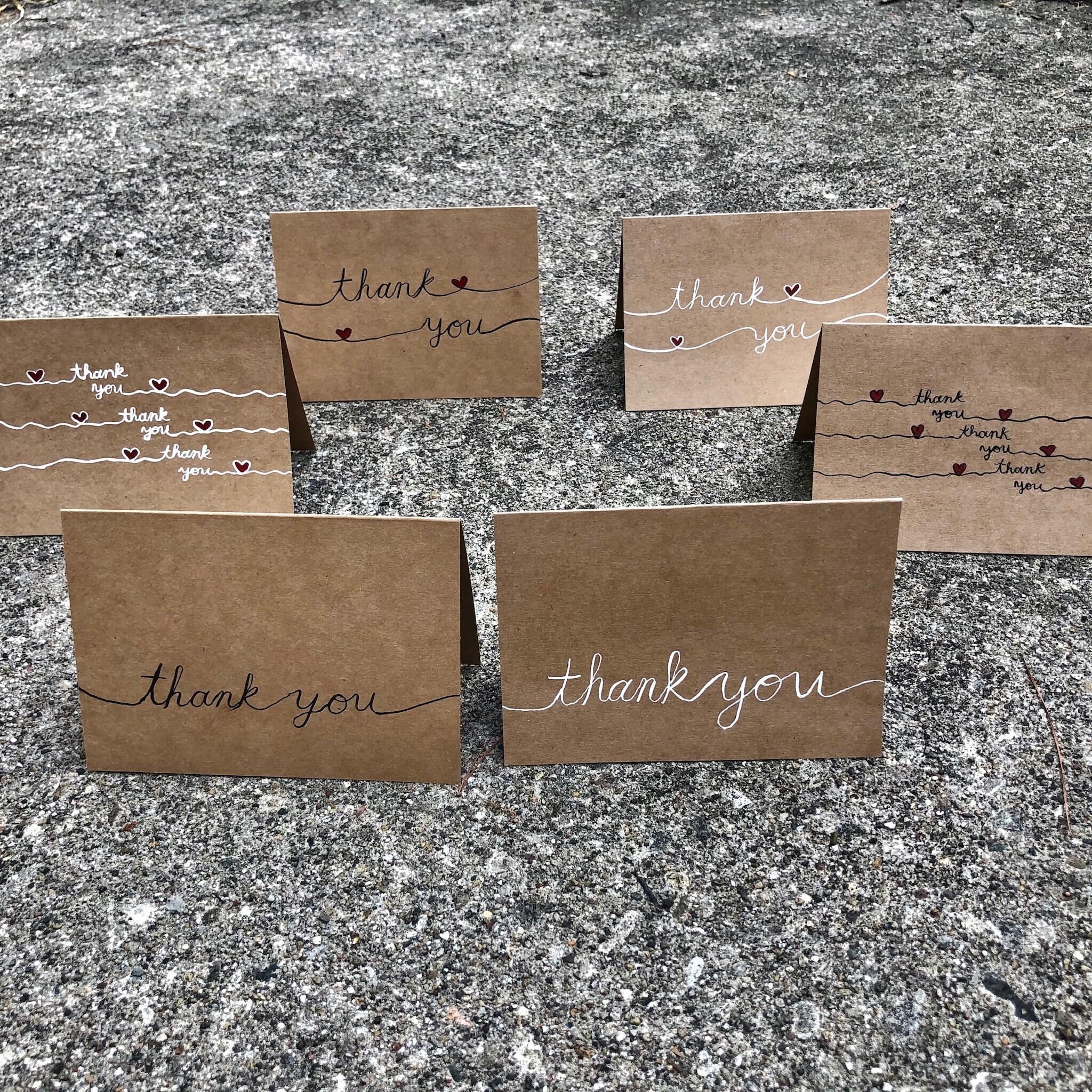 Thank You Notes Handmade / Gold Hand Calligraphy Thank You Note / Kraft ...
