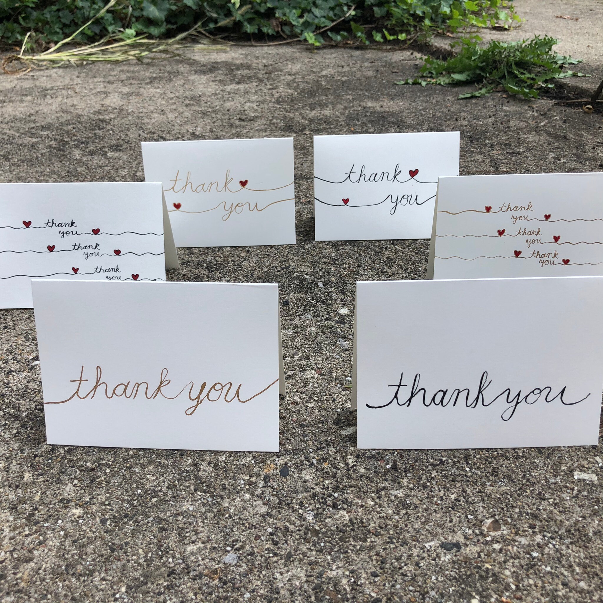 Thank You Notes Handmade / Gold Hand Calligraphy Thank You Note / Kraft ...