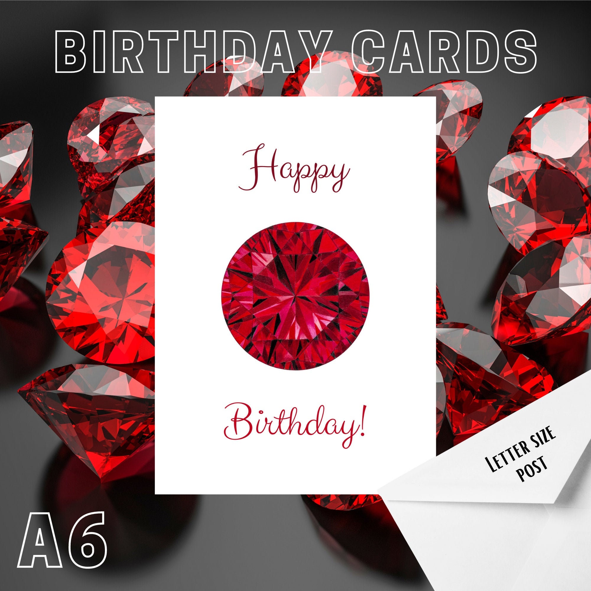 Ruby Illustration Ruby Happy Birthday Card con sobre blanco | Etsy