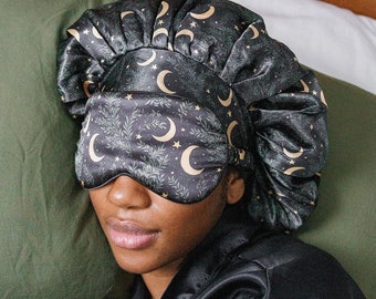 Floral Satin Set, Satin Adults Bonnets, Eye Mask, Scrunchy ,adjustable ...