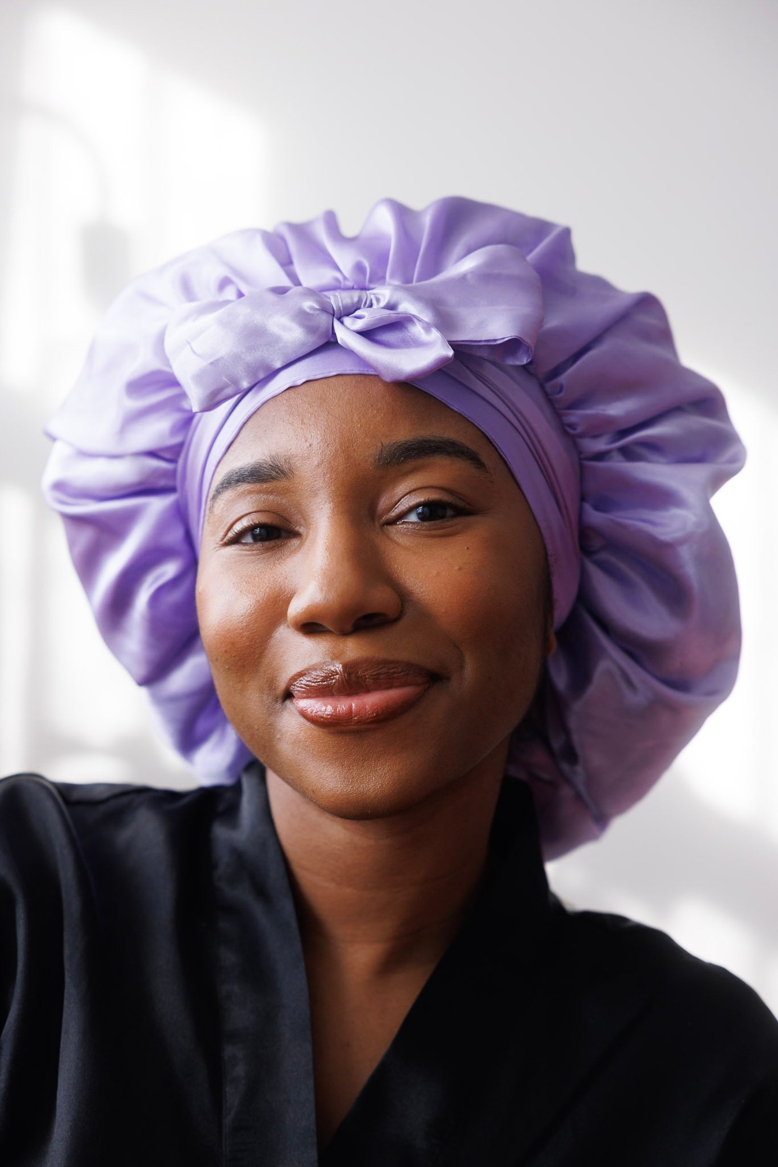 All Hair Types - Satin Bonnet With Bow Tie - Lilac - Etsy