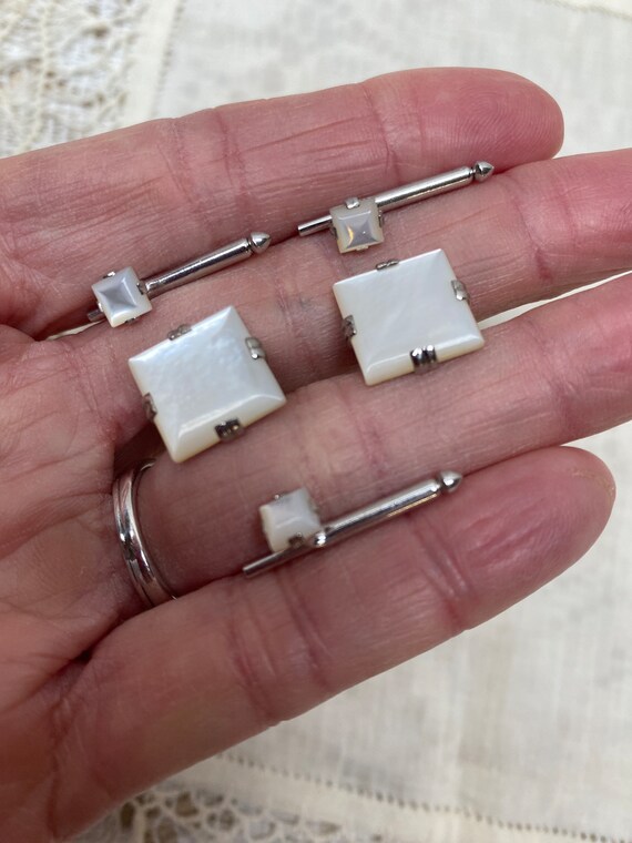 Vintage Square TUXEDO CUFF Links and Button Covers|Fo… - Gem