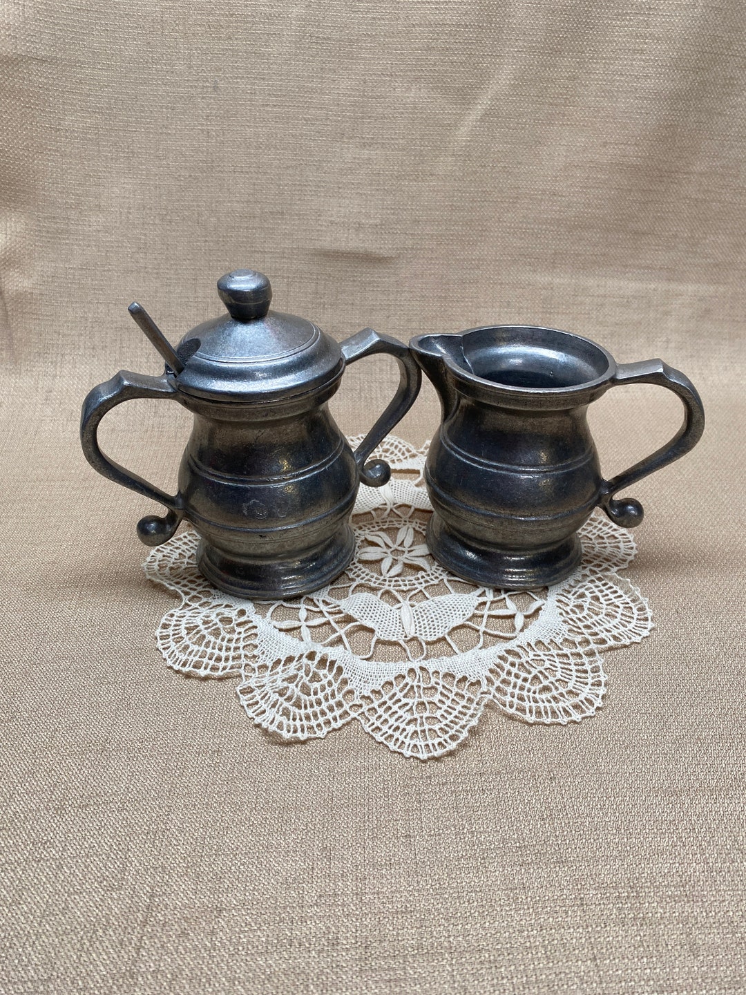 Vintage Pewter SUGAR and CREAMER Setcollectible Pewter Tea and Coffee ...