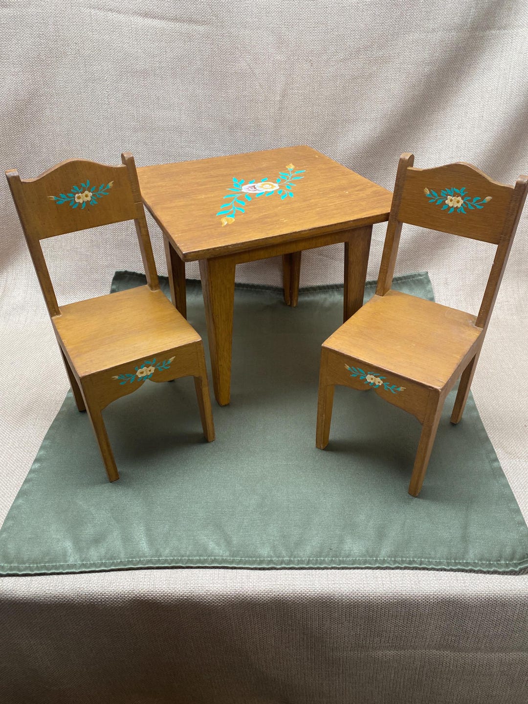 Wood DOLL Table and Chairs Set for Pretend Play Dolls or Stuffed ...