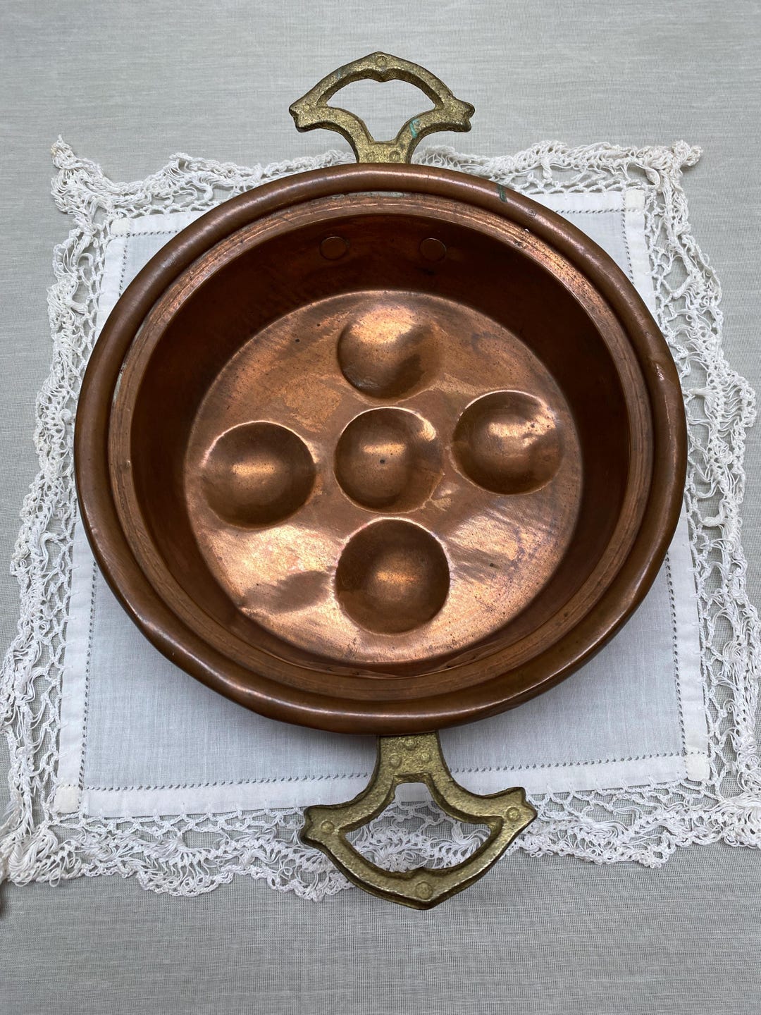 Vintage COPPER EGG Pan With Brass Handles | Small Collectible Copper ...