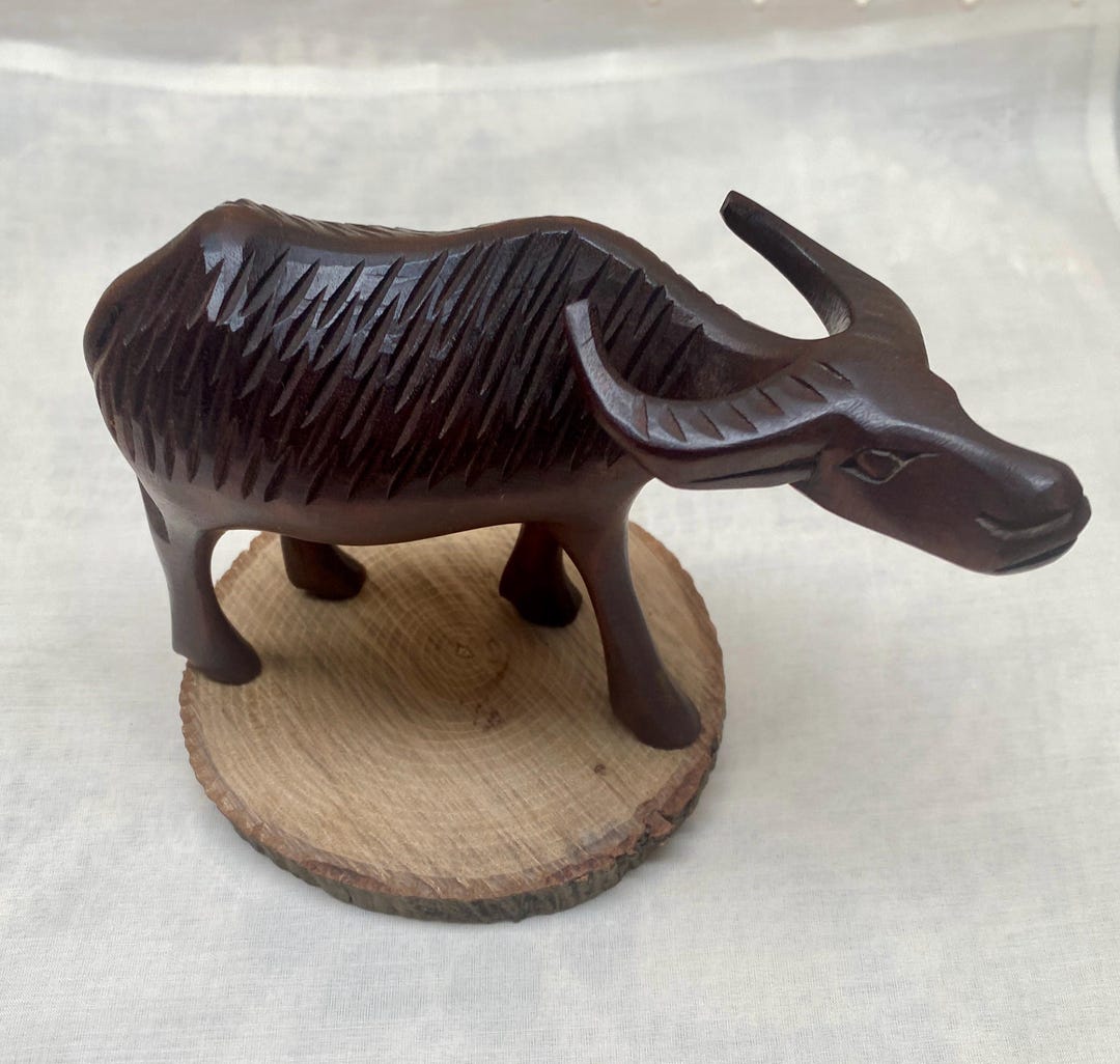 Hand Carved WATER BUFFALO Wood Figurine|collectible Carved Wood Animals ...