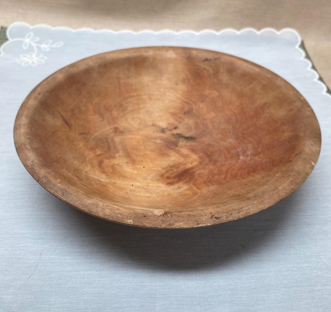 Carved Wood Disc Bowl | Rustic Farmhouse Decor (9.5 Inch) - Etsy