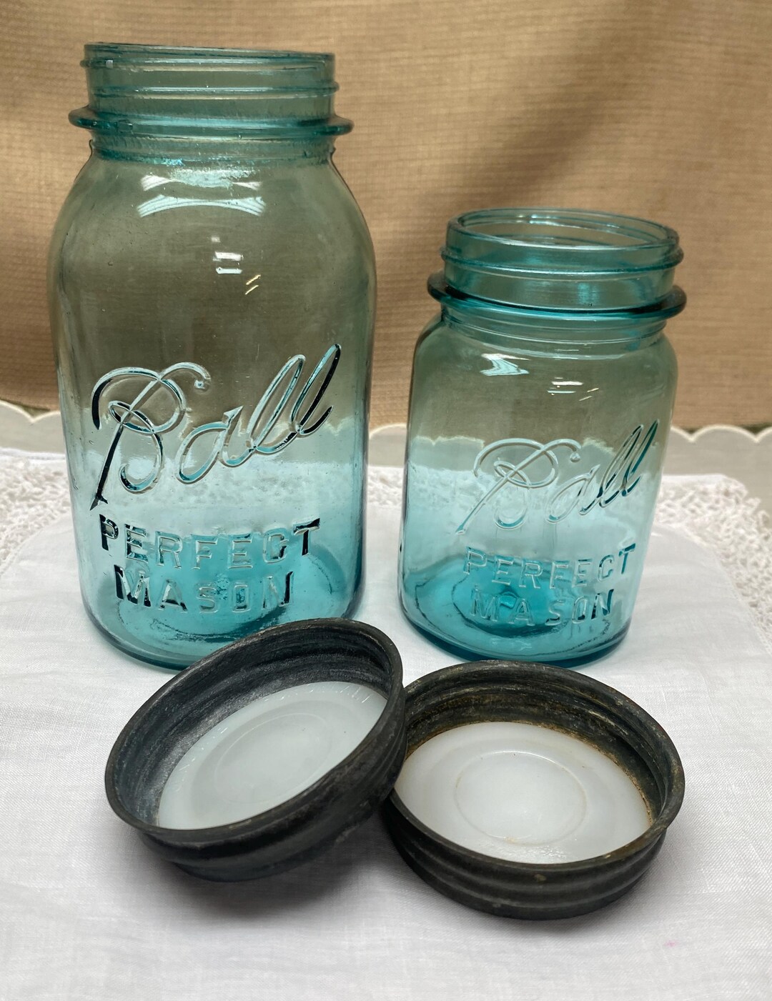 Vintage Blue Ball Mason Jars Set | Farmhouse Decor Display - Etsy