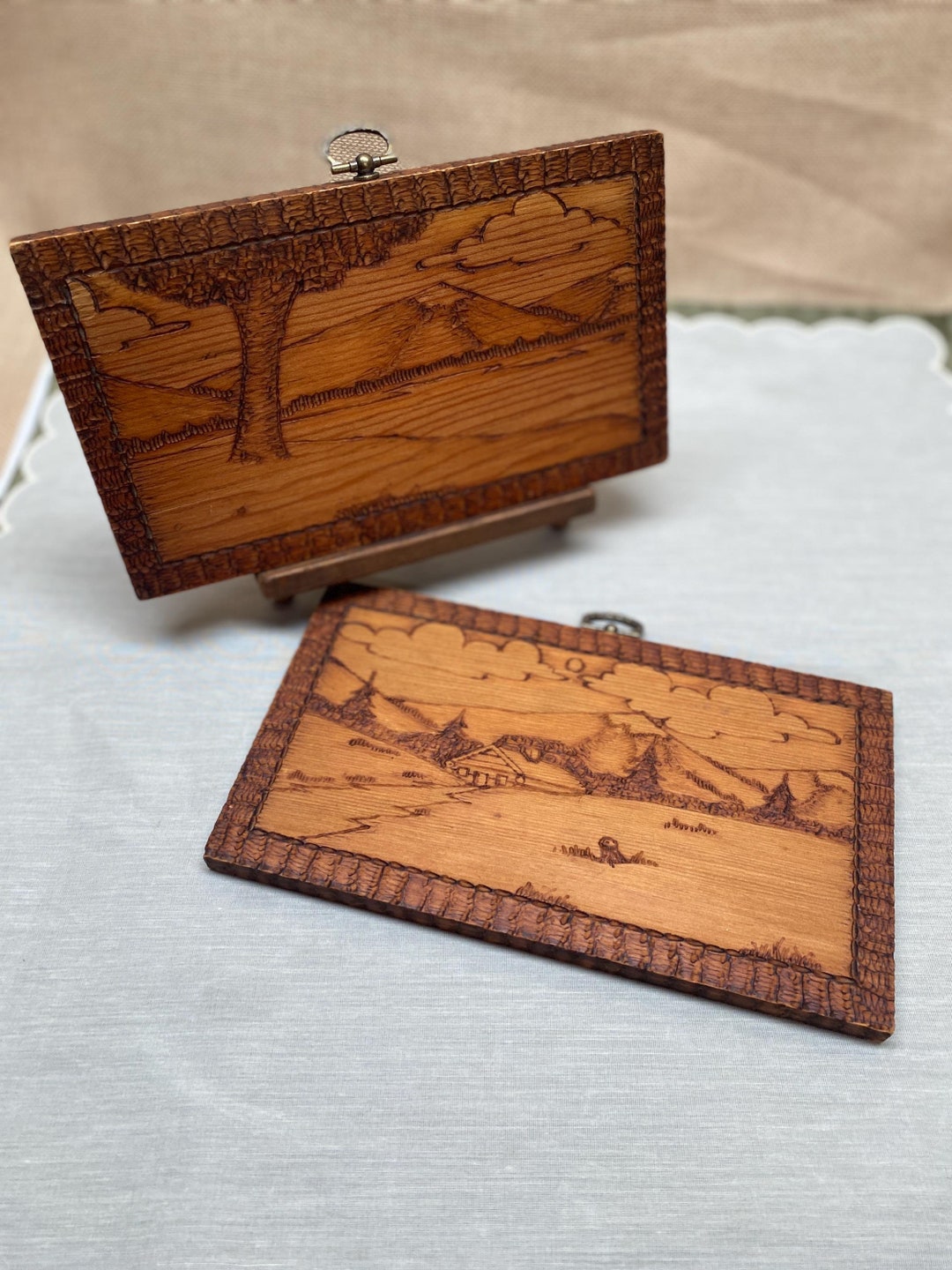 Hand Carved Wood Burning Wall Art | Farmstead Scene Wall Hangings|wood ...