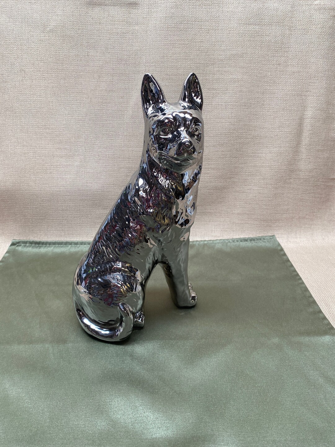 Retro Painted Metalic Silver Ceramic Dog Figurinehand Painted Ceramic ...