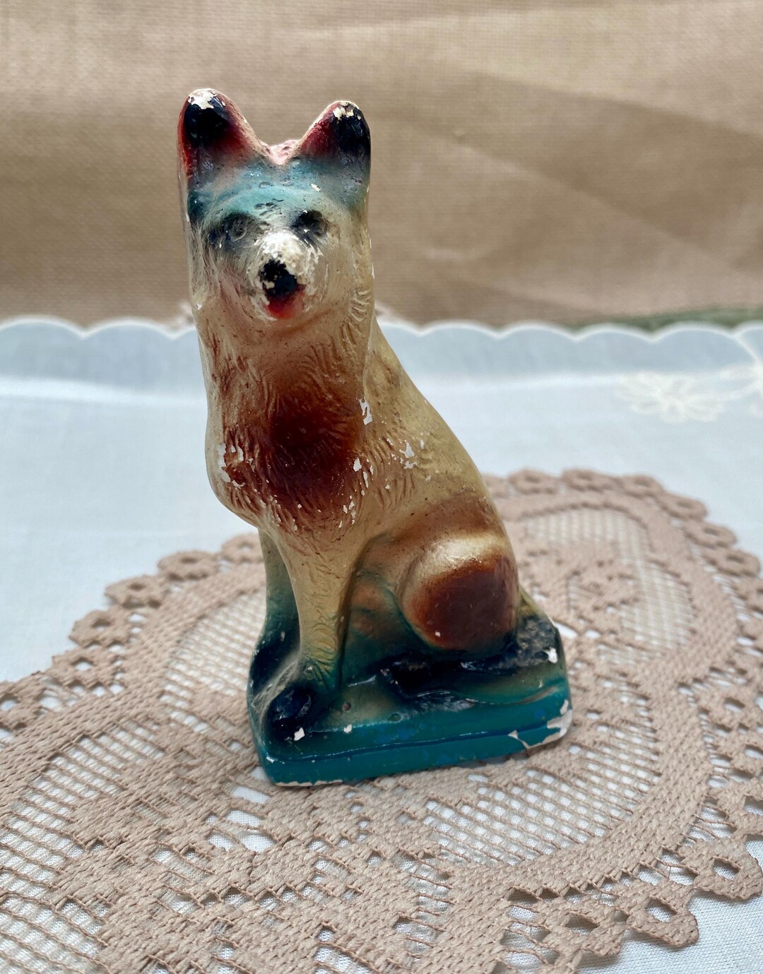 Vintage Chalkware Shepherd Dog Figurine: Collectible Antique Decor - Etsy
