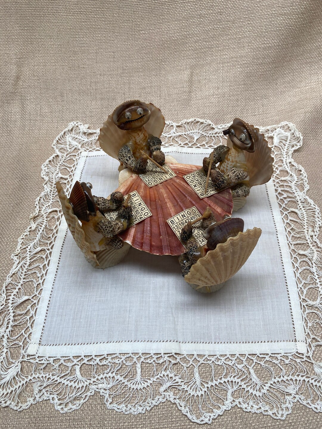 SEASHELL TURTLES Playing Bingo at Sea Shell Tablewhimsical Seashell ...