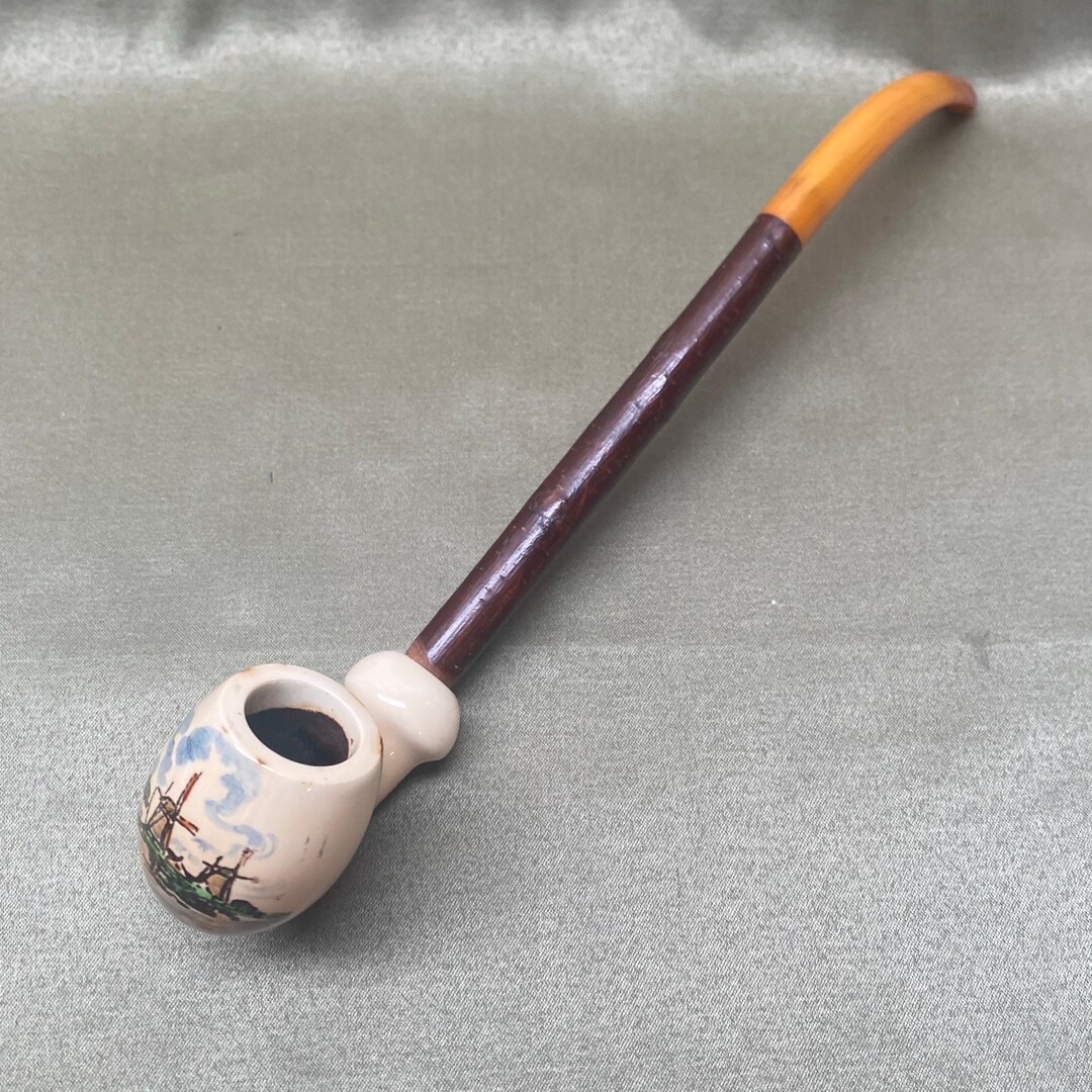 Antique Tobacco Pipe Baronite Holland, Long Stem Smoking Pipes From ...