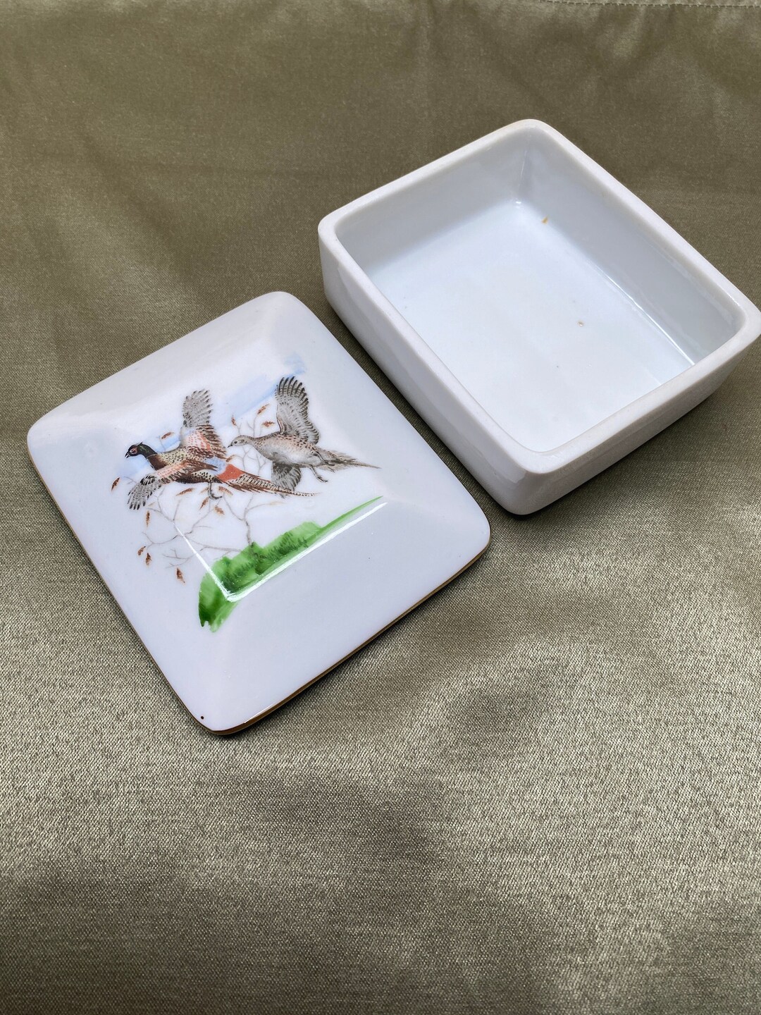 Pheasants Handpainted on Trinket Box, Vintage Lafton China Ring Box - Etsy