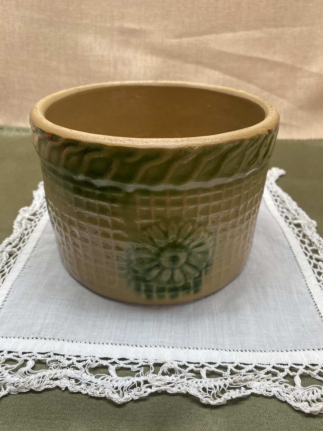 Vintage STONEWARE CROCK With Sunflower Designmortar Bowls for Grinding ...