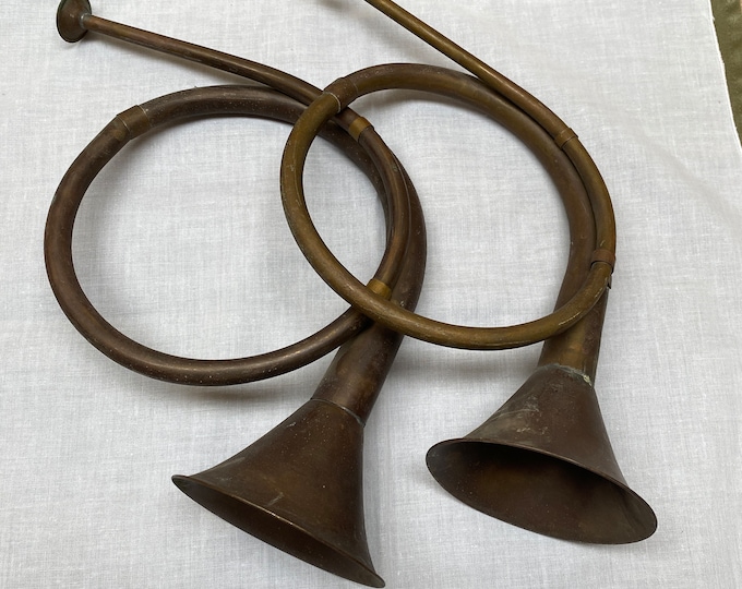 Antique COPPER Circle HORNS Set of Two|rustic Copper Display Horns ...