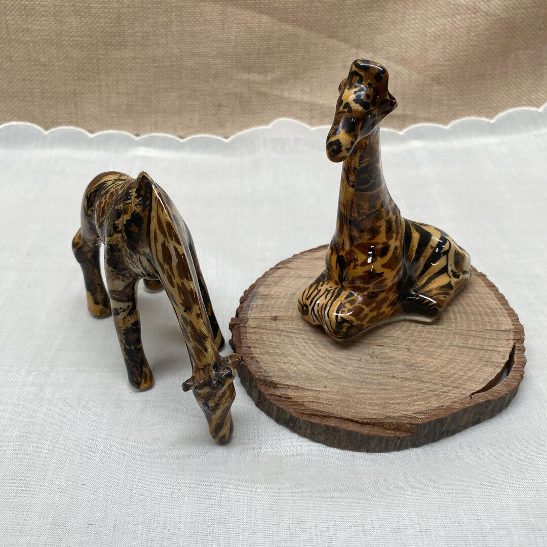Vintage China Giraffe Figurines: Hand-painted Grazing & Sitting Pair - Etsy