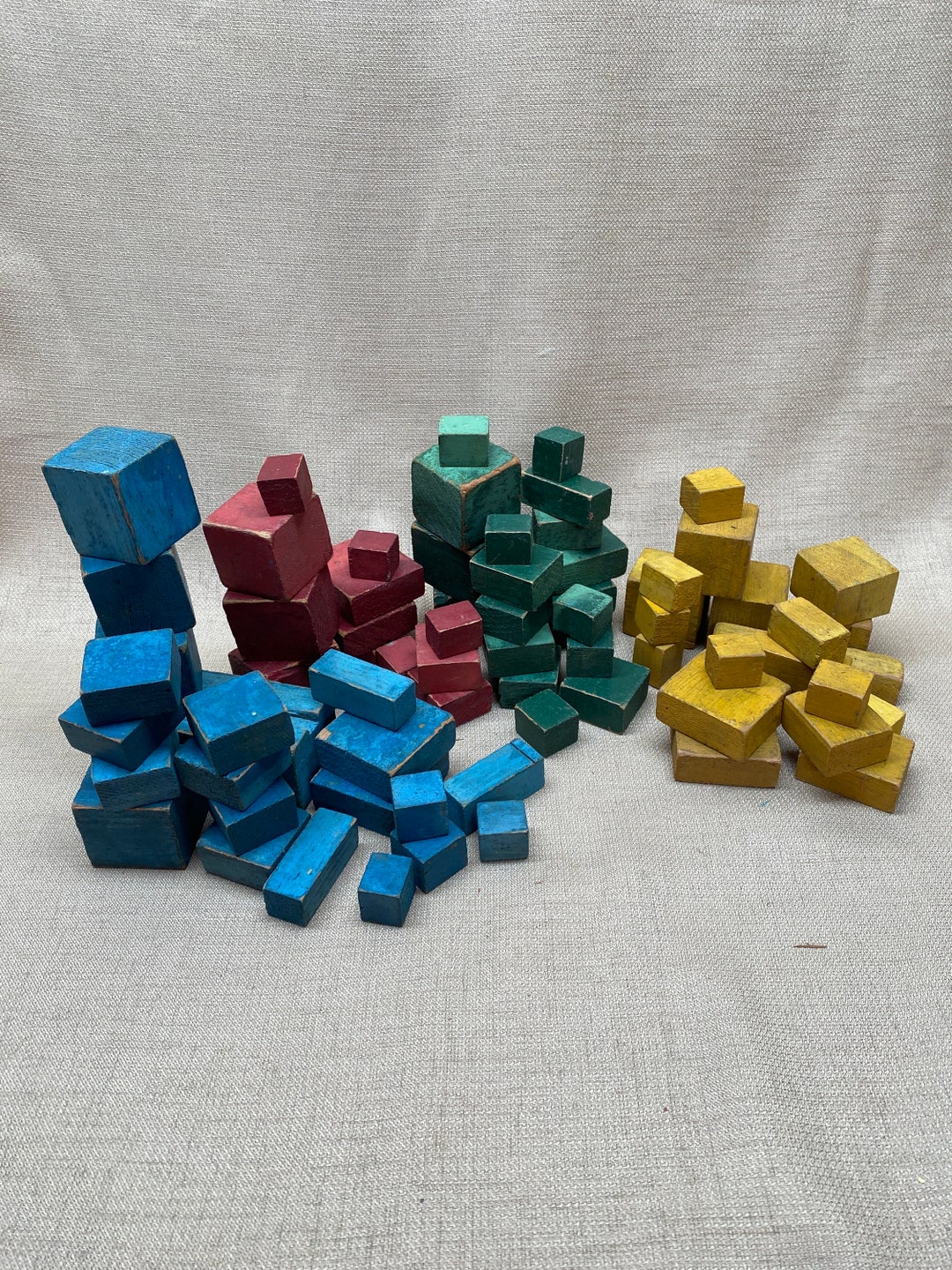 Vintage Toy Building Blocksplayskool 1960's Primary Color Painted Wood ...