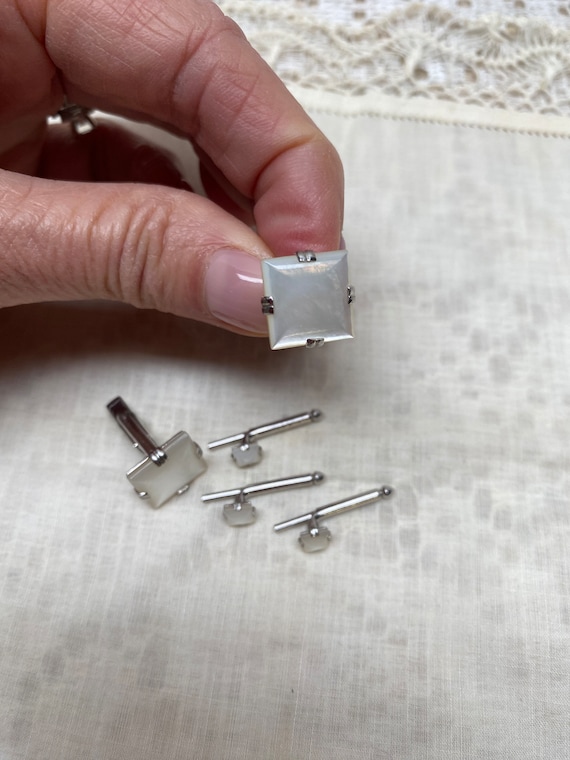 Vintage Square TUXEDO CUFF Links and Button Covers|Fo… - Gem