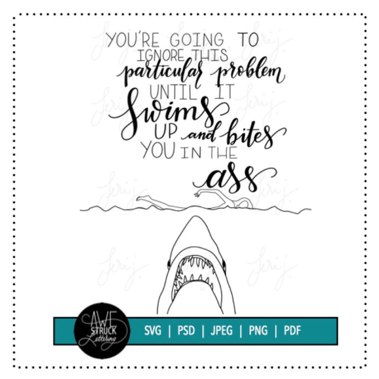 JAWS - (movies,tv) SVG Cut File, Svg, Handlettered Svg, Sublimation for ...