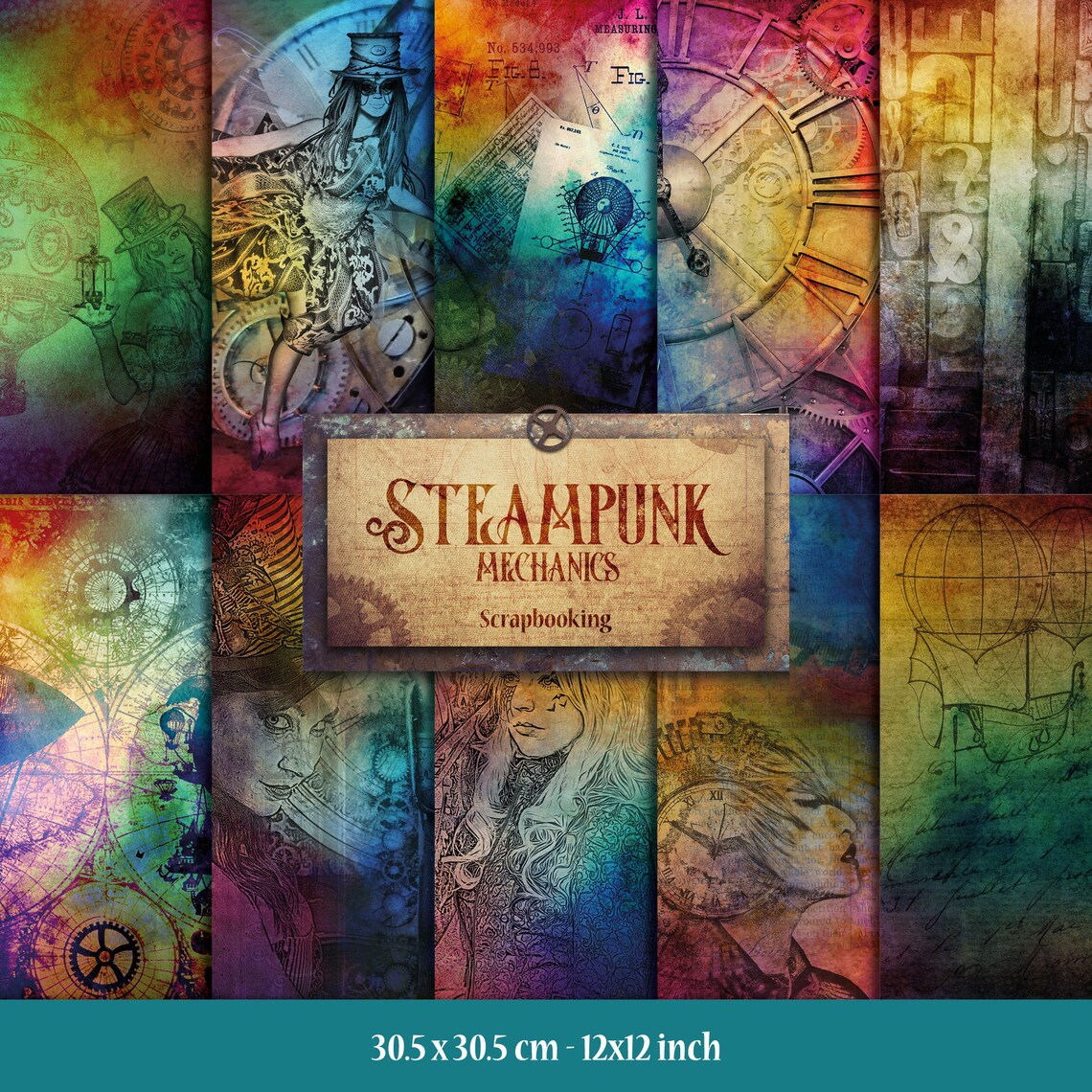 Steampunk Scrapbook, Digital Scrapbook, Watercolour - Etsy Denmark