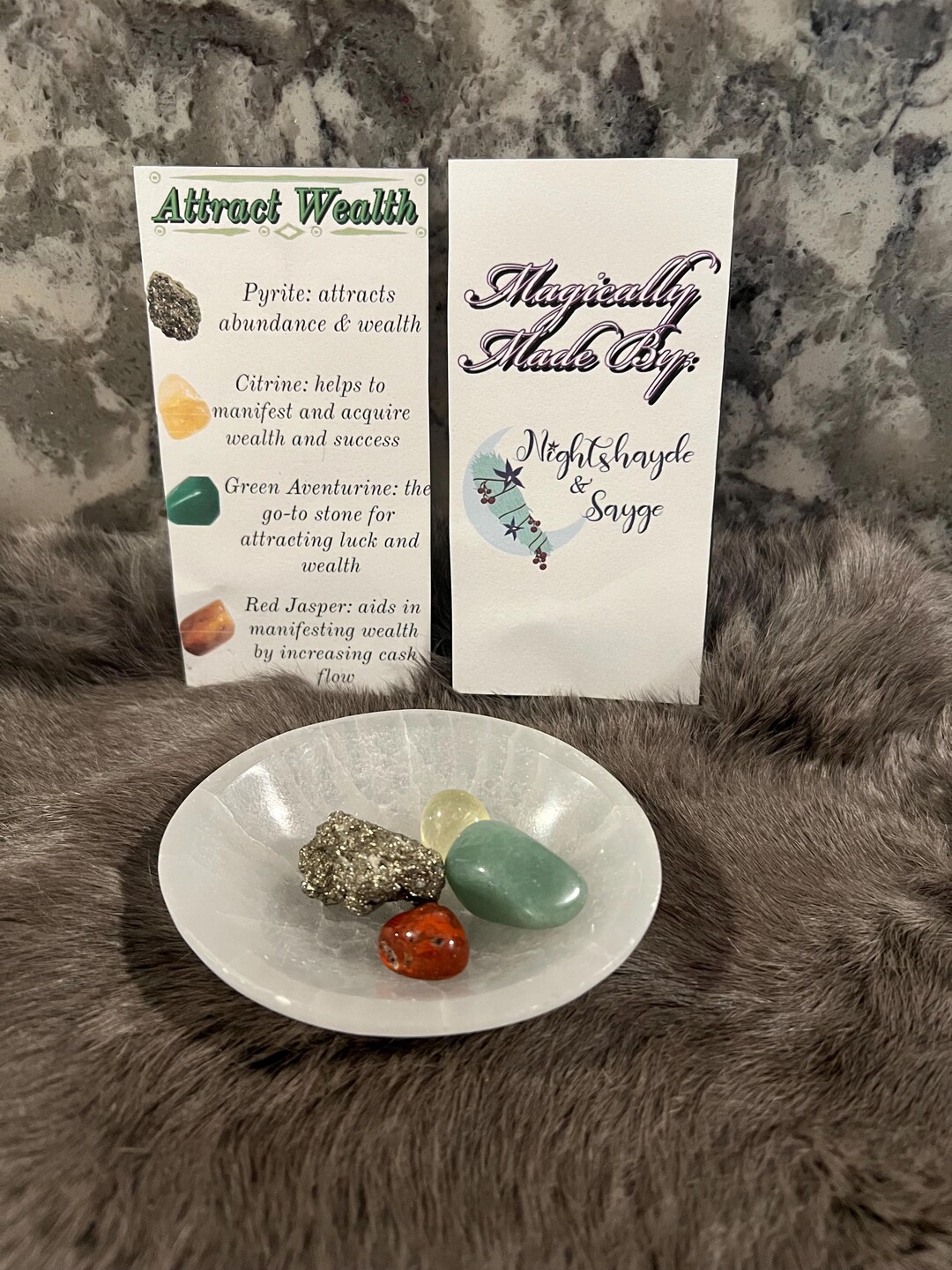 Attract Wealth Gemstone Intention Kit - Tumbled Gemstones ...