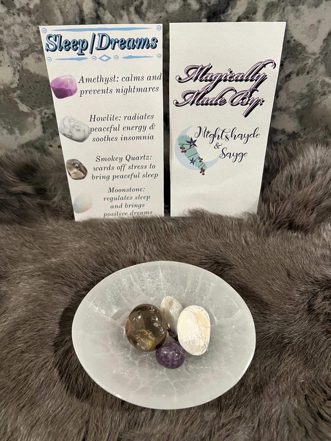 Sleep Crystal Kit: Amethyst, Howlite, Quartz & Moonstone Tumbles - Etsy