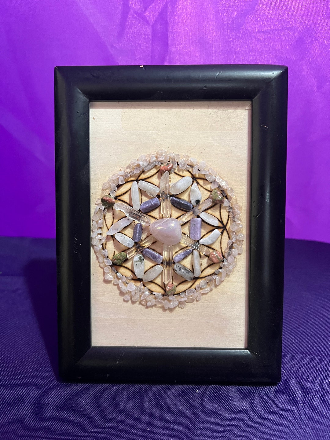 Handmade Fertility Crystal Grid: Rose Quartz, Moonstone, Unakite (4x6 ...