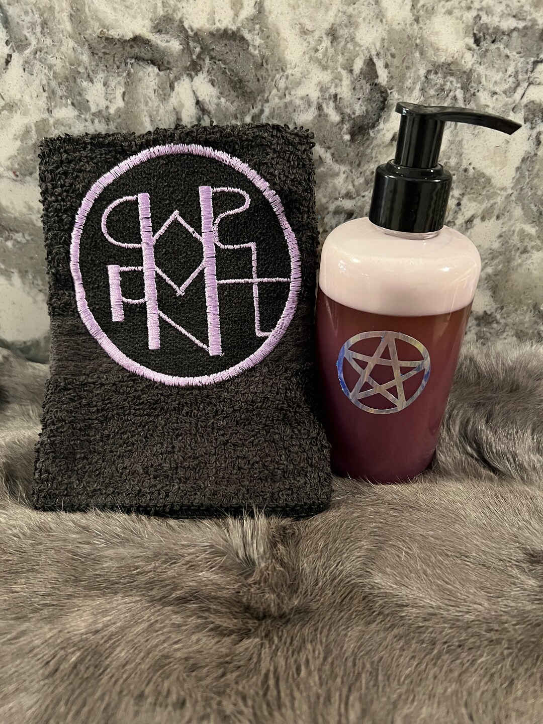 Magical Glowing Skin Spell Kit: Amethyst Body Wash & Sigil Washcloth - Etsy